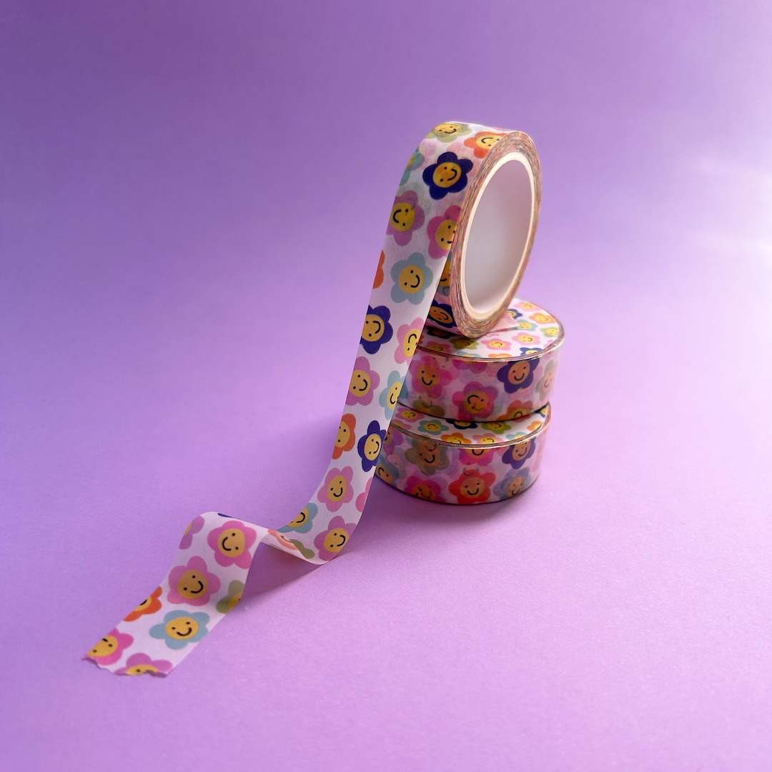 Smiley Flowers Washi Tape / UK / Smiles / Bujo / Cute / Fun / Paper ...