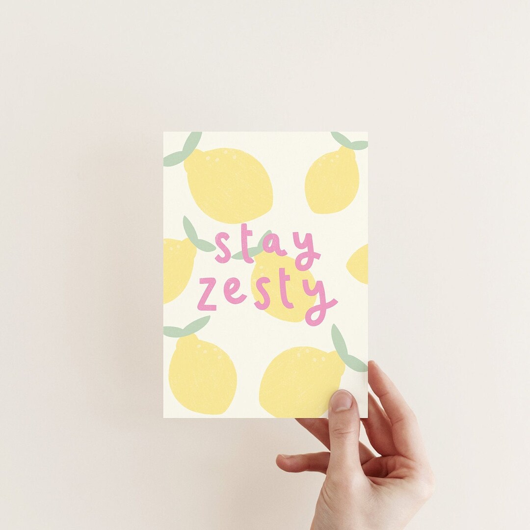 Stay Zesty Card // Miss You // Thinking of You // Lemons // - Etsy