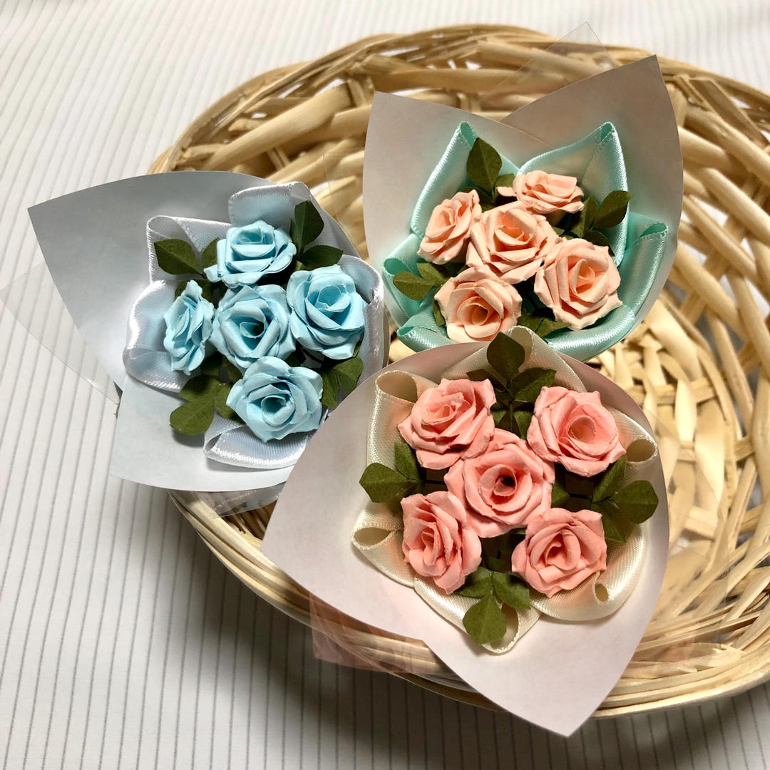 Mini Bouquet of Roses (5 Roses, Set of 3) / Paper Craft / Roses ...