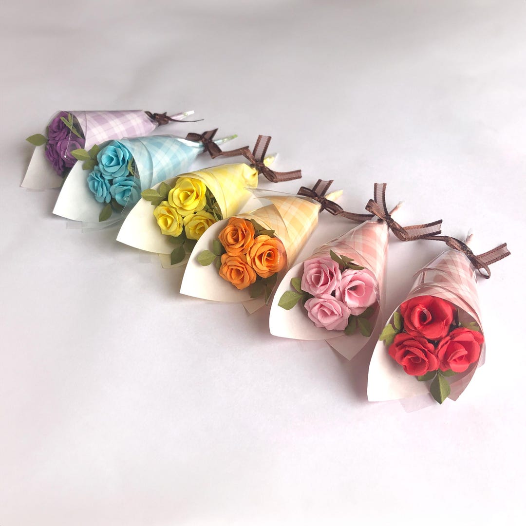 Mini Bouquet of Roses 3 Roses, Set of 6 / Paper Craft / Roses / Flowers ...