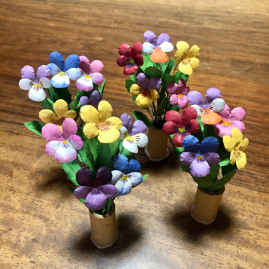 Viola Decorative Flowers / Set of 4 / Paper Craft / Artificial Flower ...