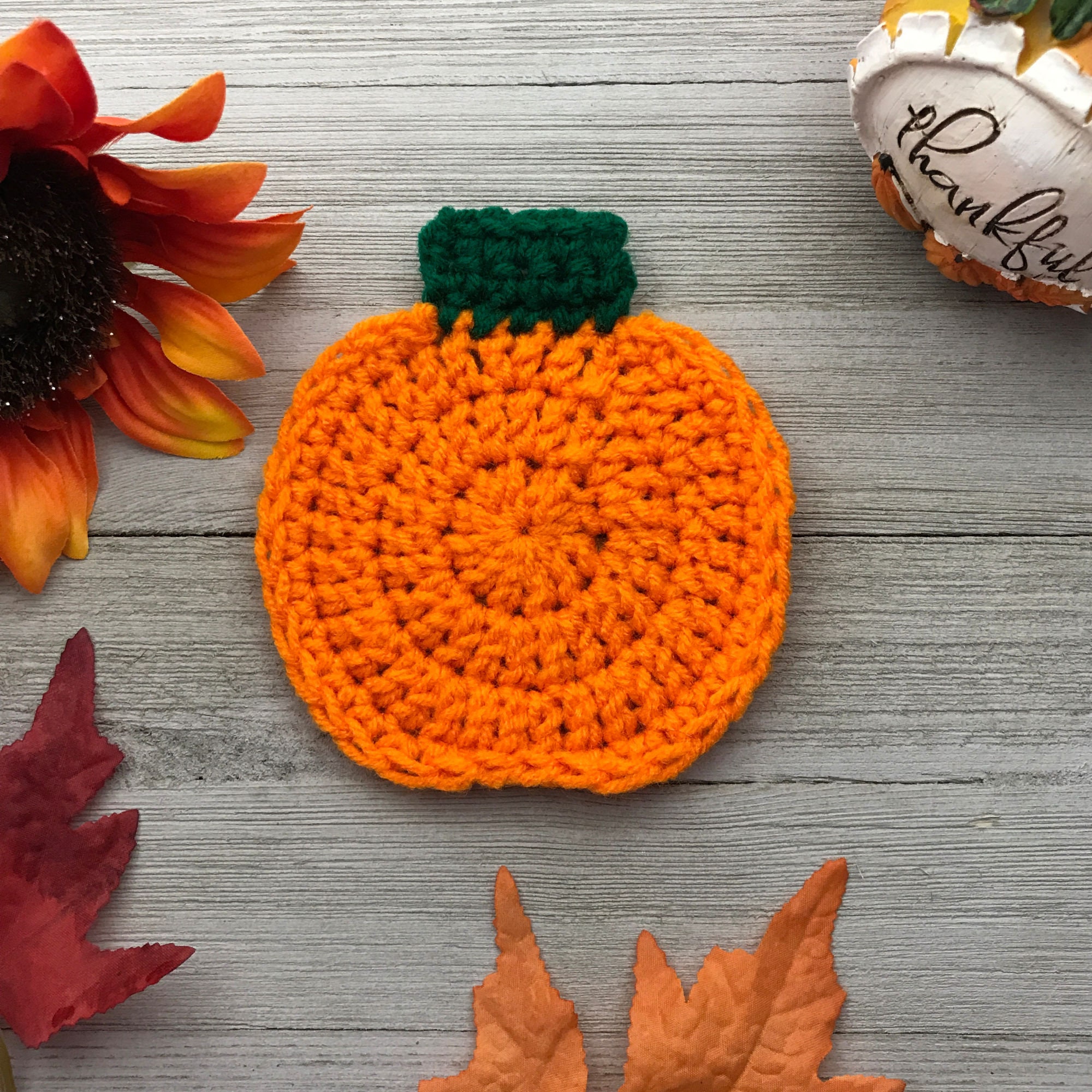 Easy Pumpkin Coaster Crochet Pattern, Beginner Pumpkin Coaster Crochet Pattern, Beginner Pattern ...