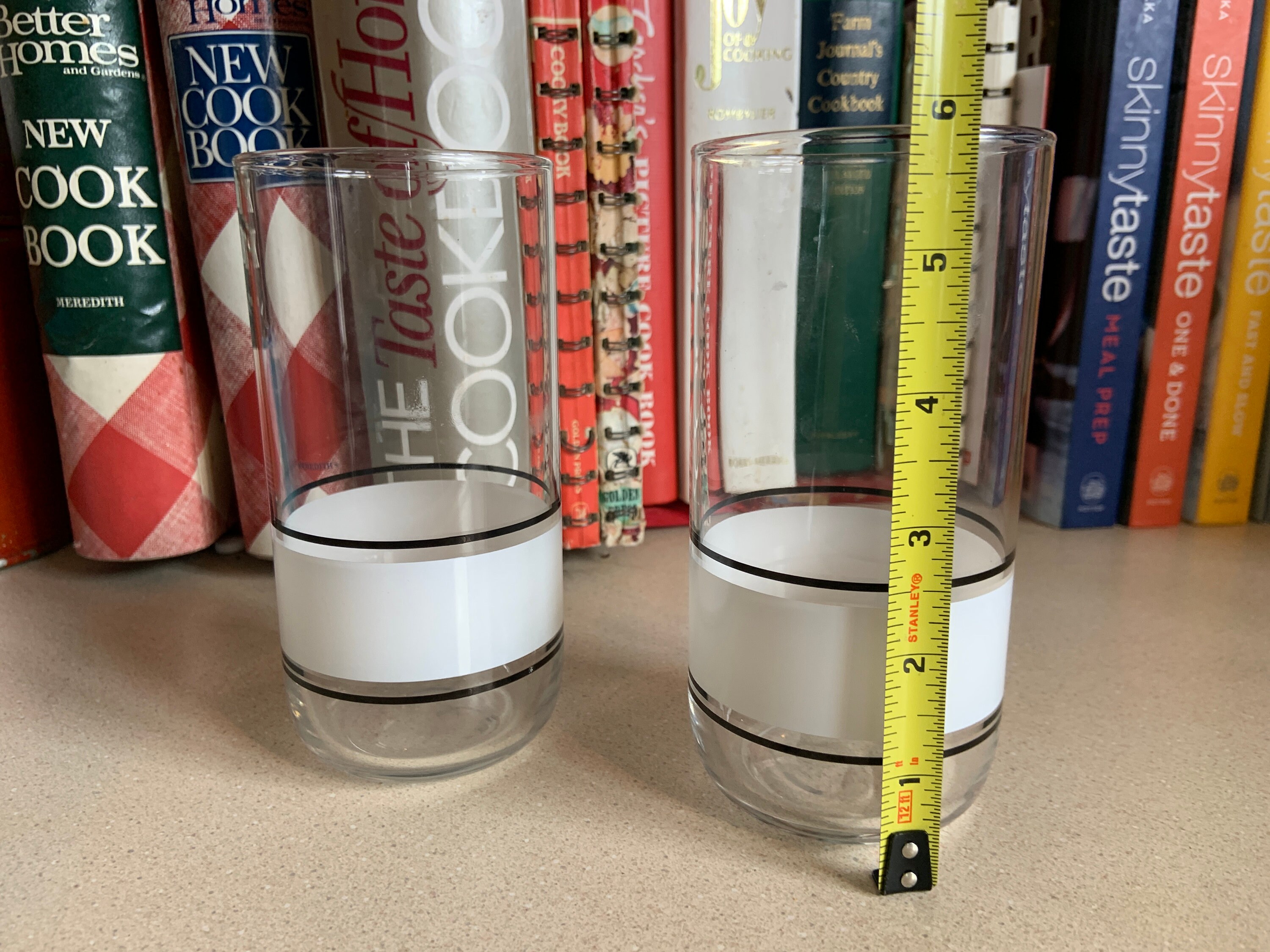 Vintage Libbey Drinking Glasses Black and White Stripes - Etsy