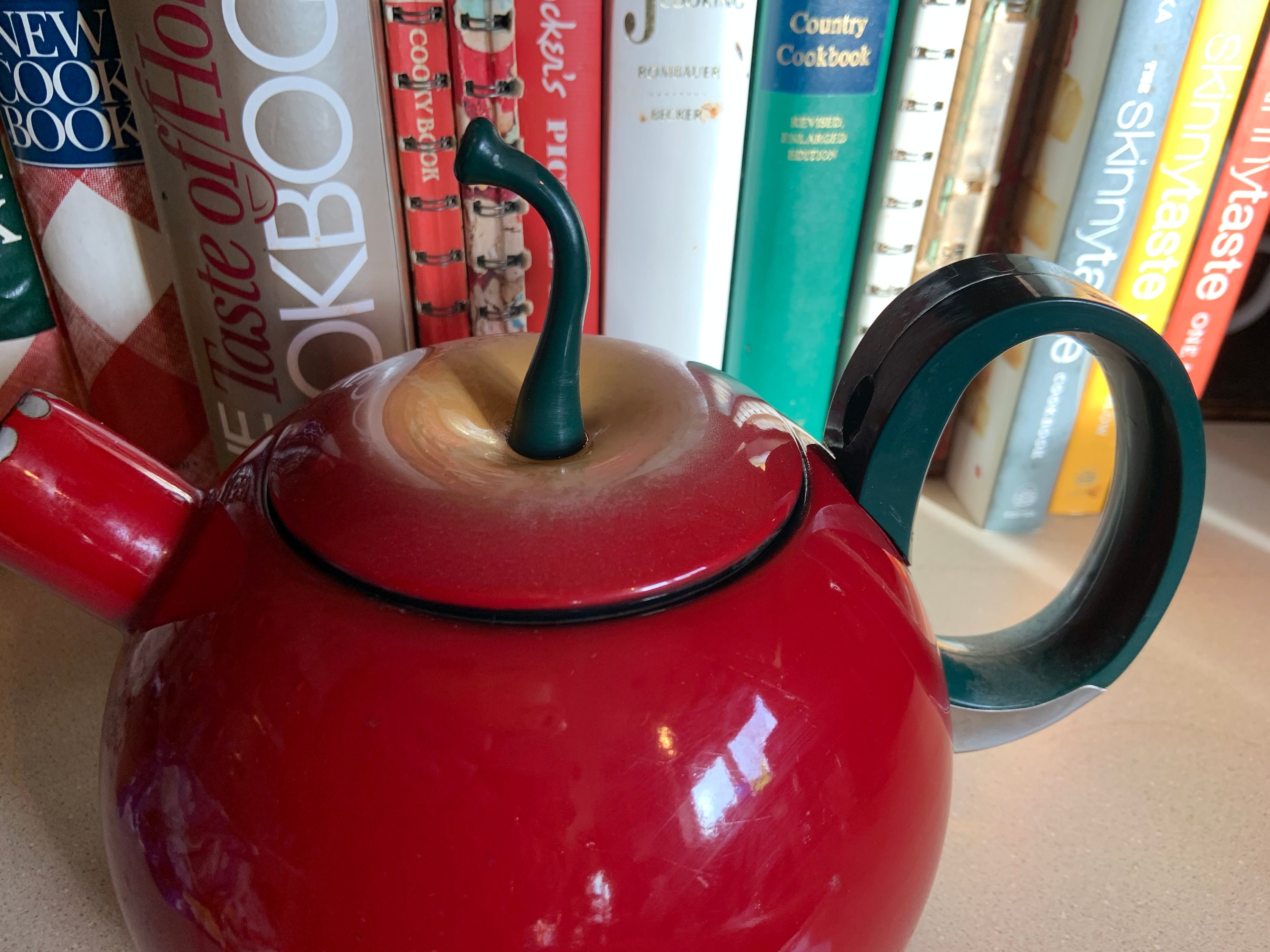 Vintage Red Delicious Apple Enamel Tea Kettle - Etsy