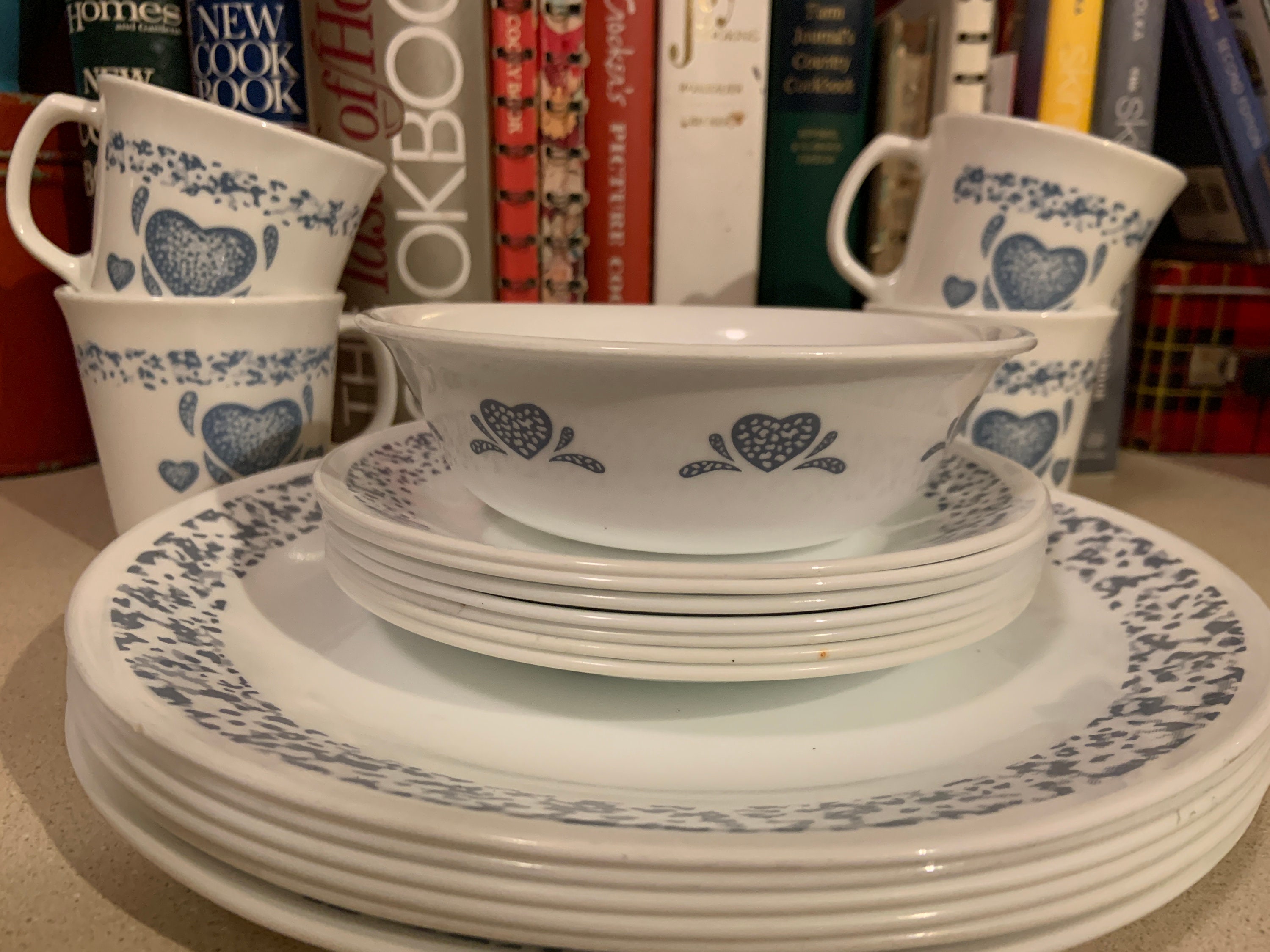 Vintage Corning & Corelle Blue Hearts Dinnerware Collection - Etsy