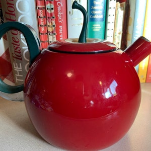 Vintage Red Delicious Apple Enamel Tea Kettle - Etsy