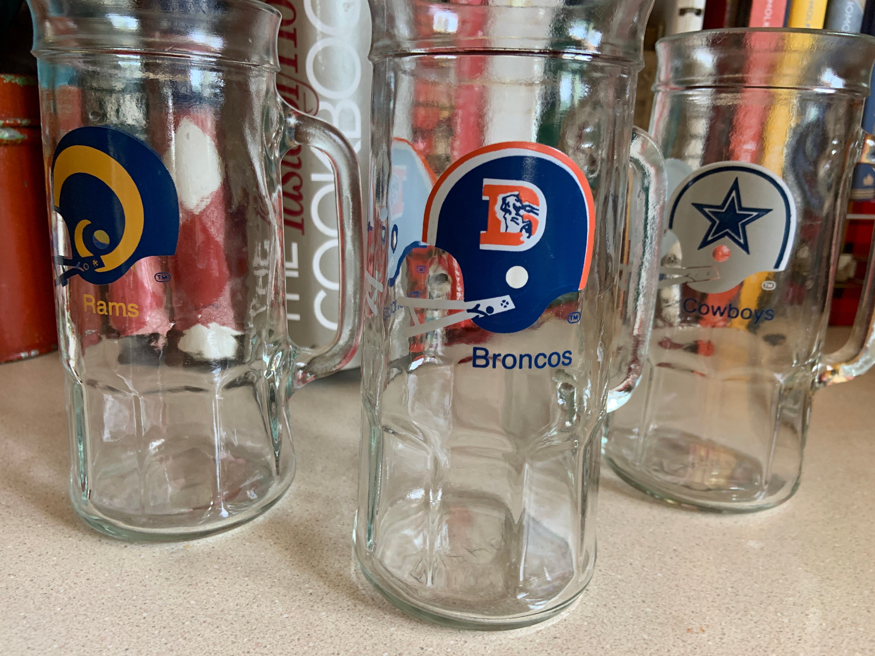 Vintage Jelly Jars NFL Football Beer Mugs - Etsy