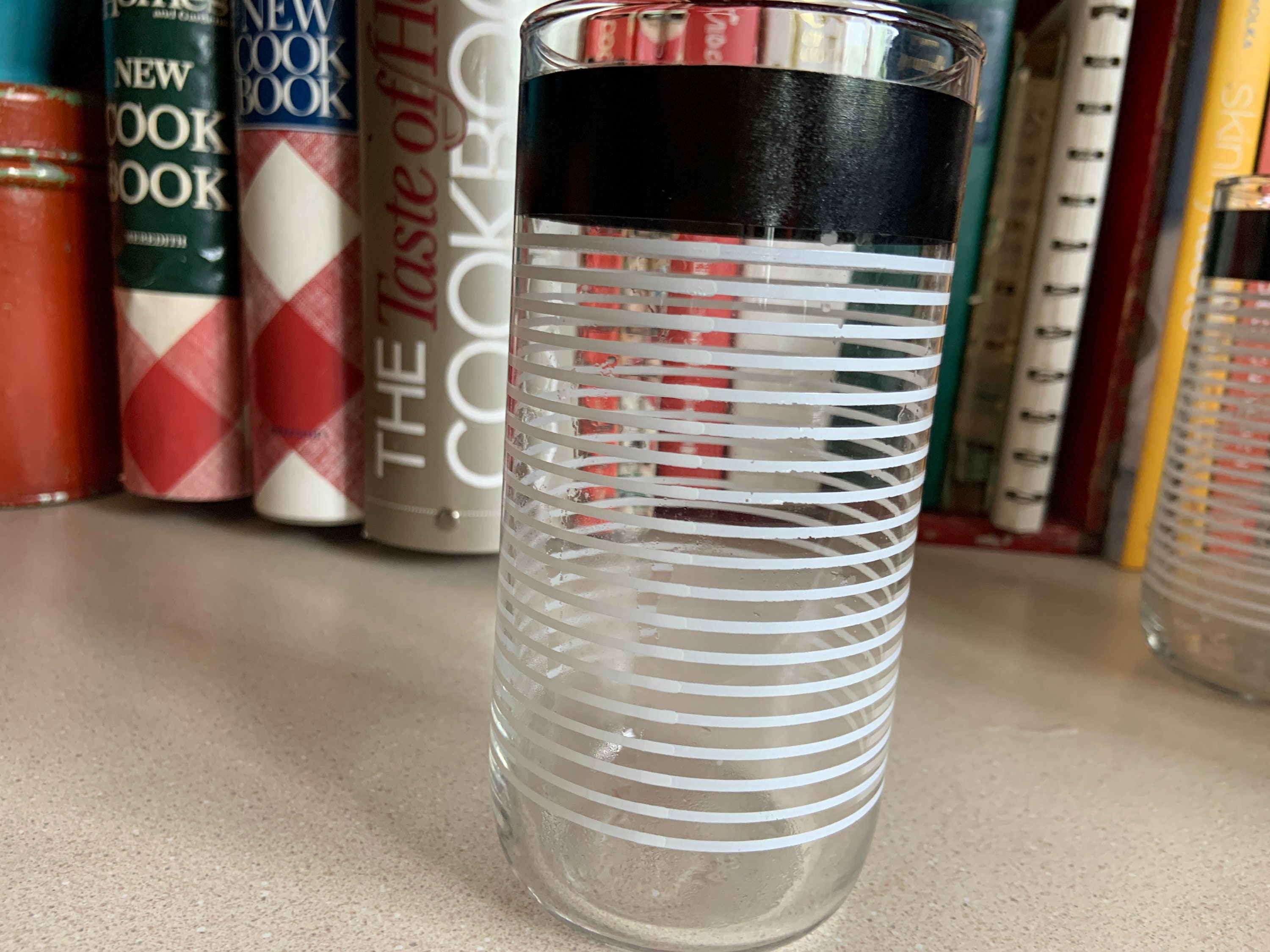 Vintage Libbey Drinking Glasses Black and White Stripes - Etsy