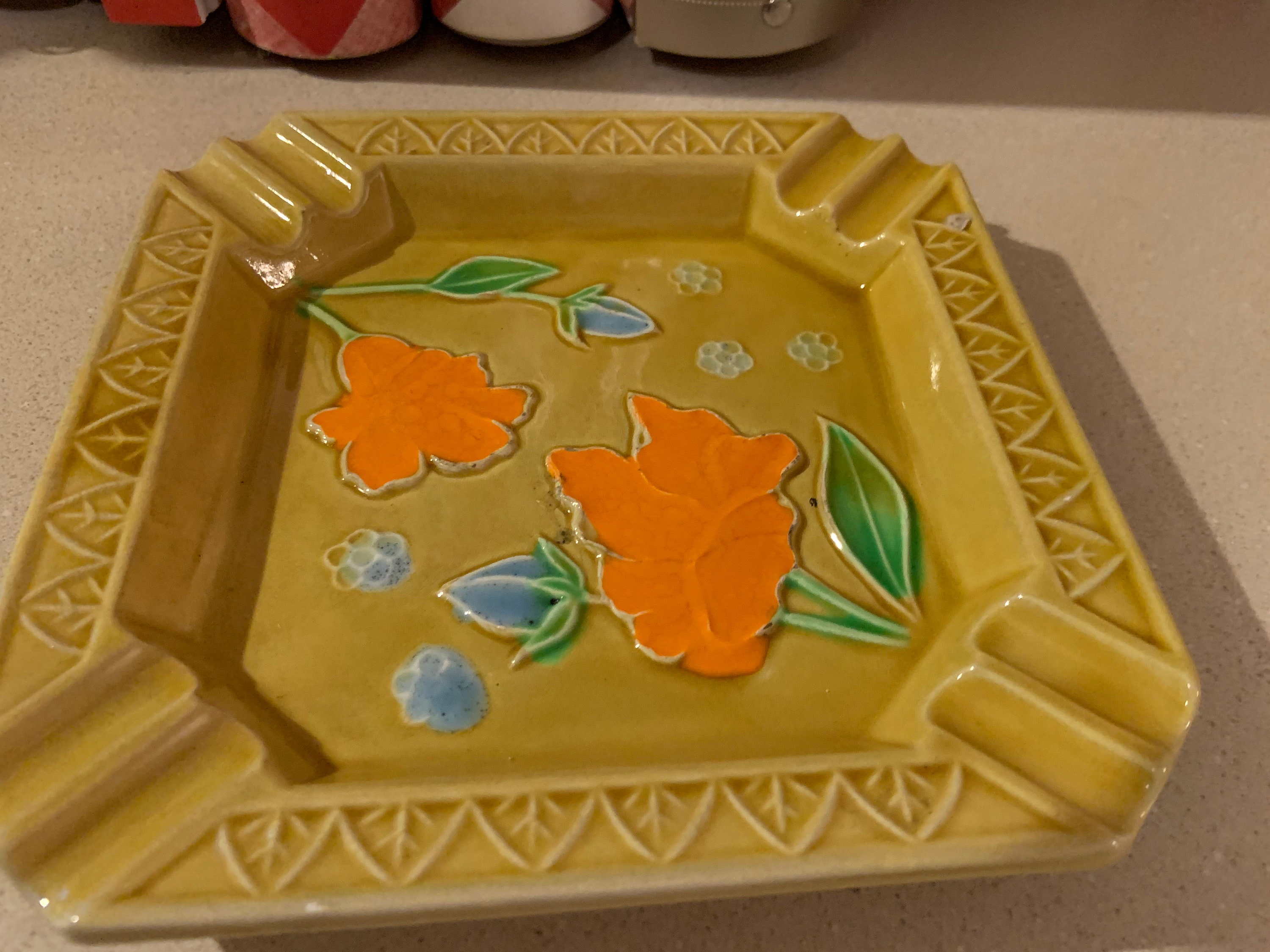 Vintage Flowered Ashtray-made in Japan - Etsy