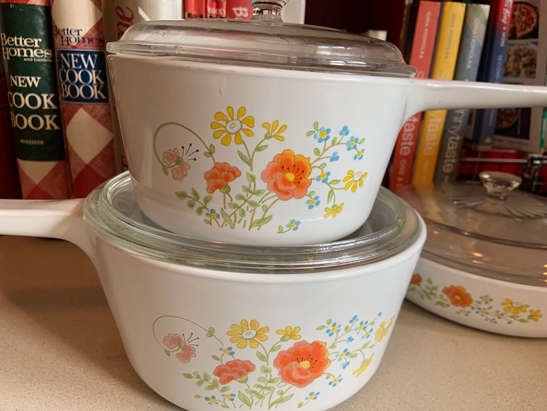 Vintage Corning Ware Wildflower Range Topper Skillet and - Etsy