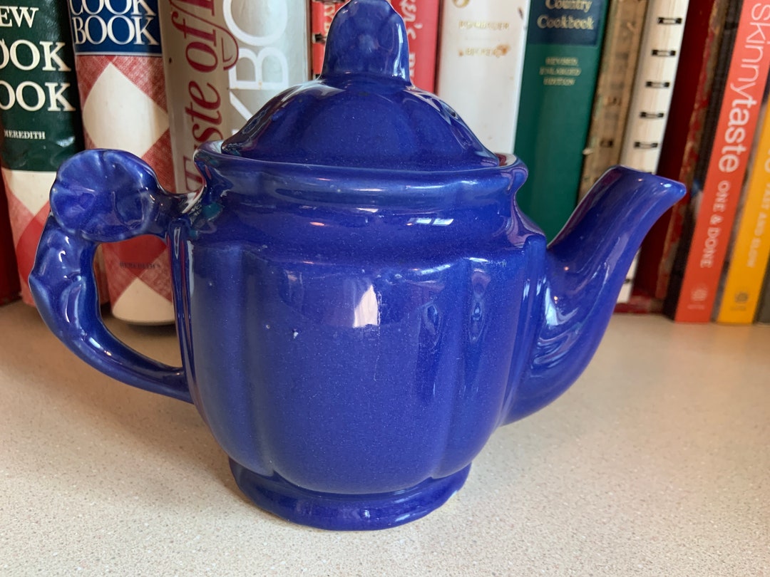 Vintage 1940s Teapot Art Deco Mid Century Royal Cobalt Blue Shawnee ...
