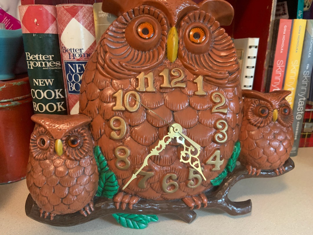 Vintage Ceramic Owl Wall Clock - Etsy