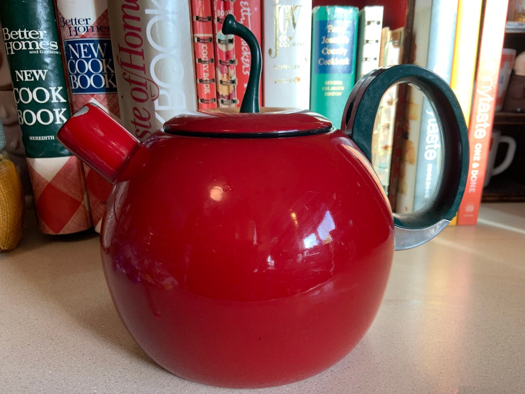 Vintage Red Delicious Apple Enamel Tea Kettle - Etsy