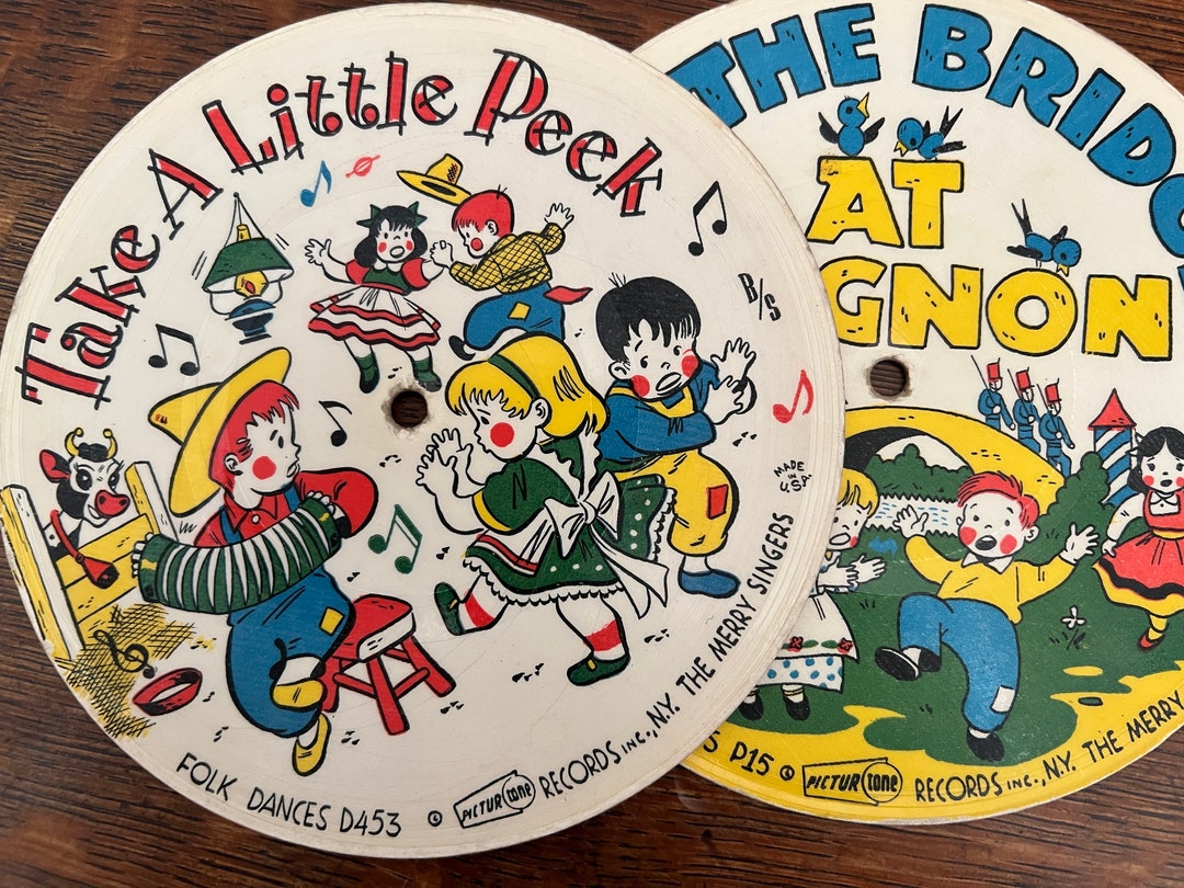 Vintage Cardboard Picturetone Records Play Party Songs and Folk Dances ...