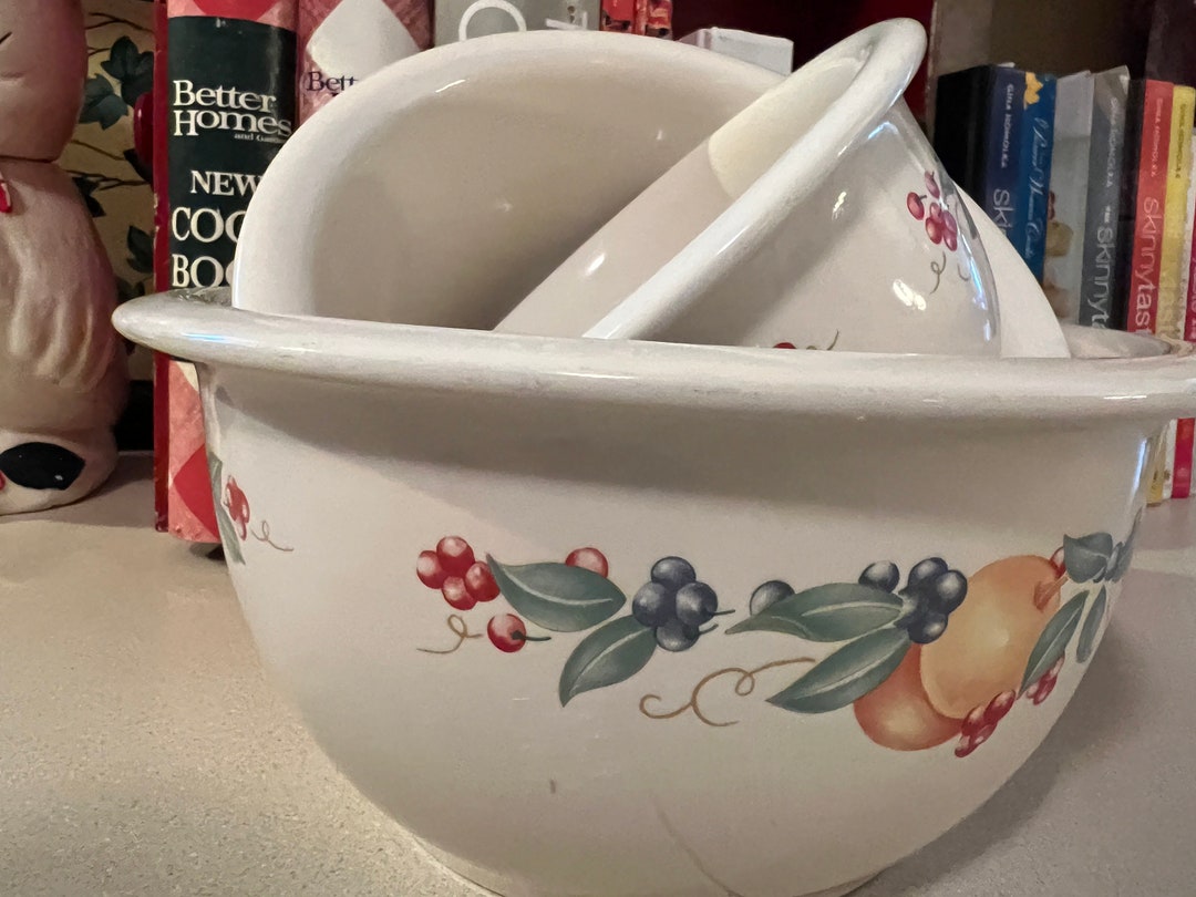 Vintage Corelle Coordinates Stoneware Mixing Bowls, Abundance Pattern ...
