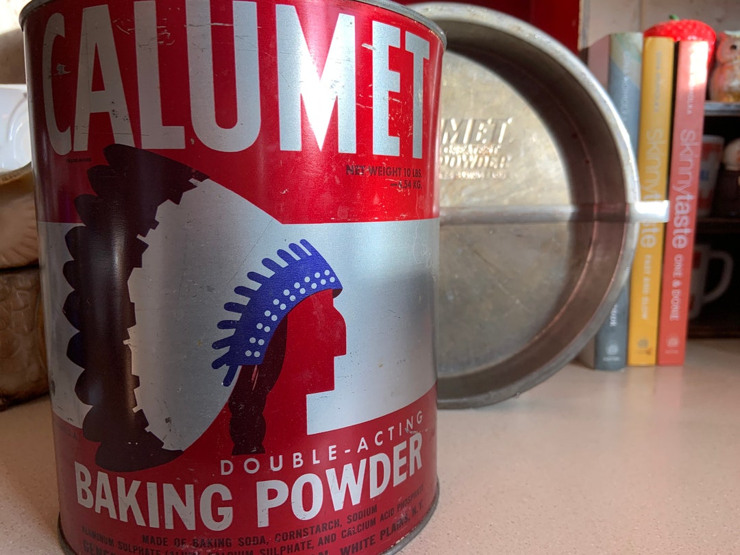 Vintage Calumet Baking Powder Tin and Round Cake Pan, Tin is 10lbs - Etsy