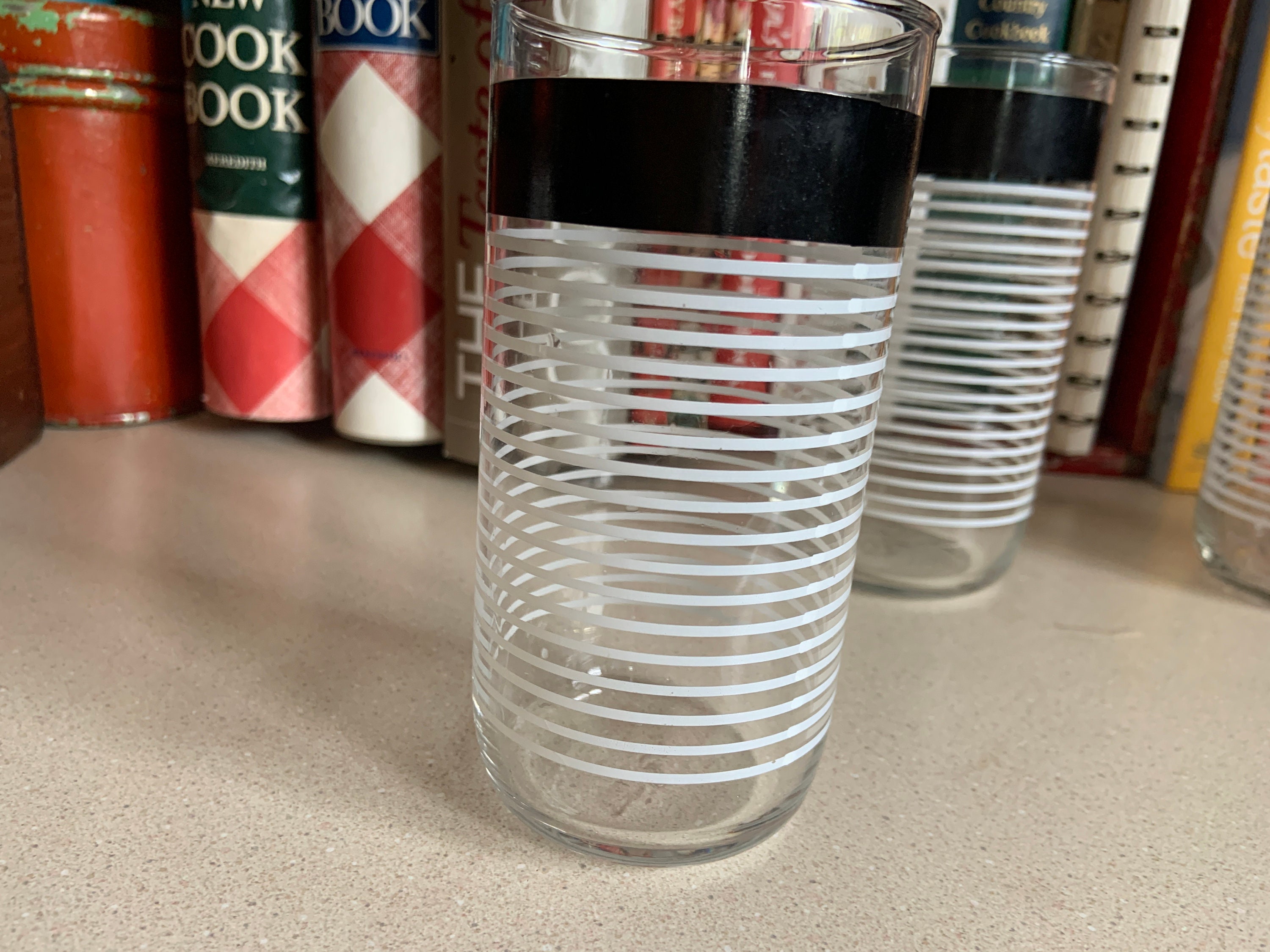 Vintage Libbey Drinking Glasses Black and White Stripes - Etsy