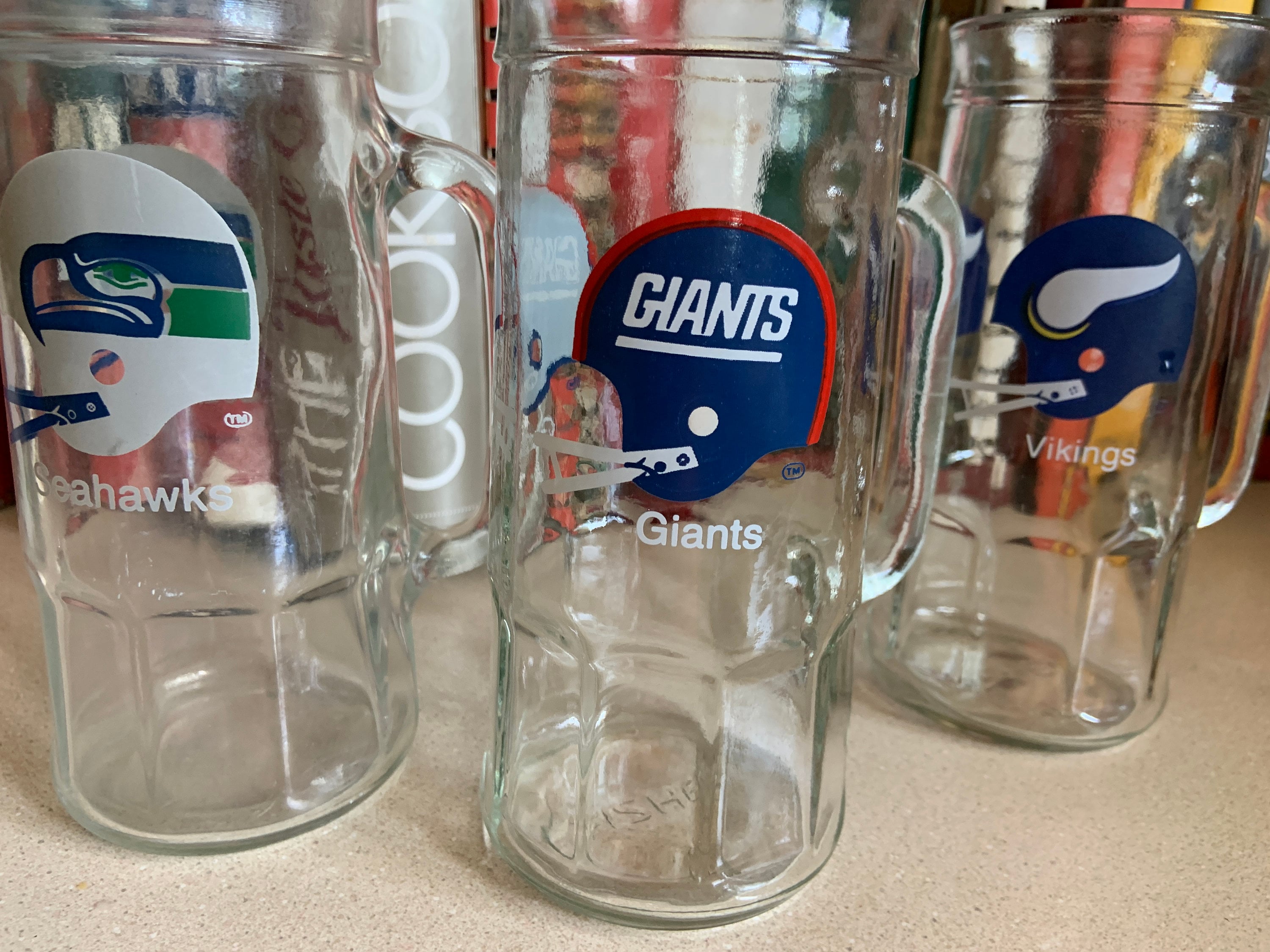 Vintage Jelly Jars NFL Football Beer Mugs - Etsy
