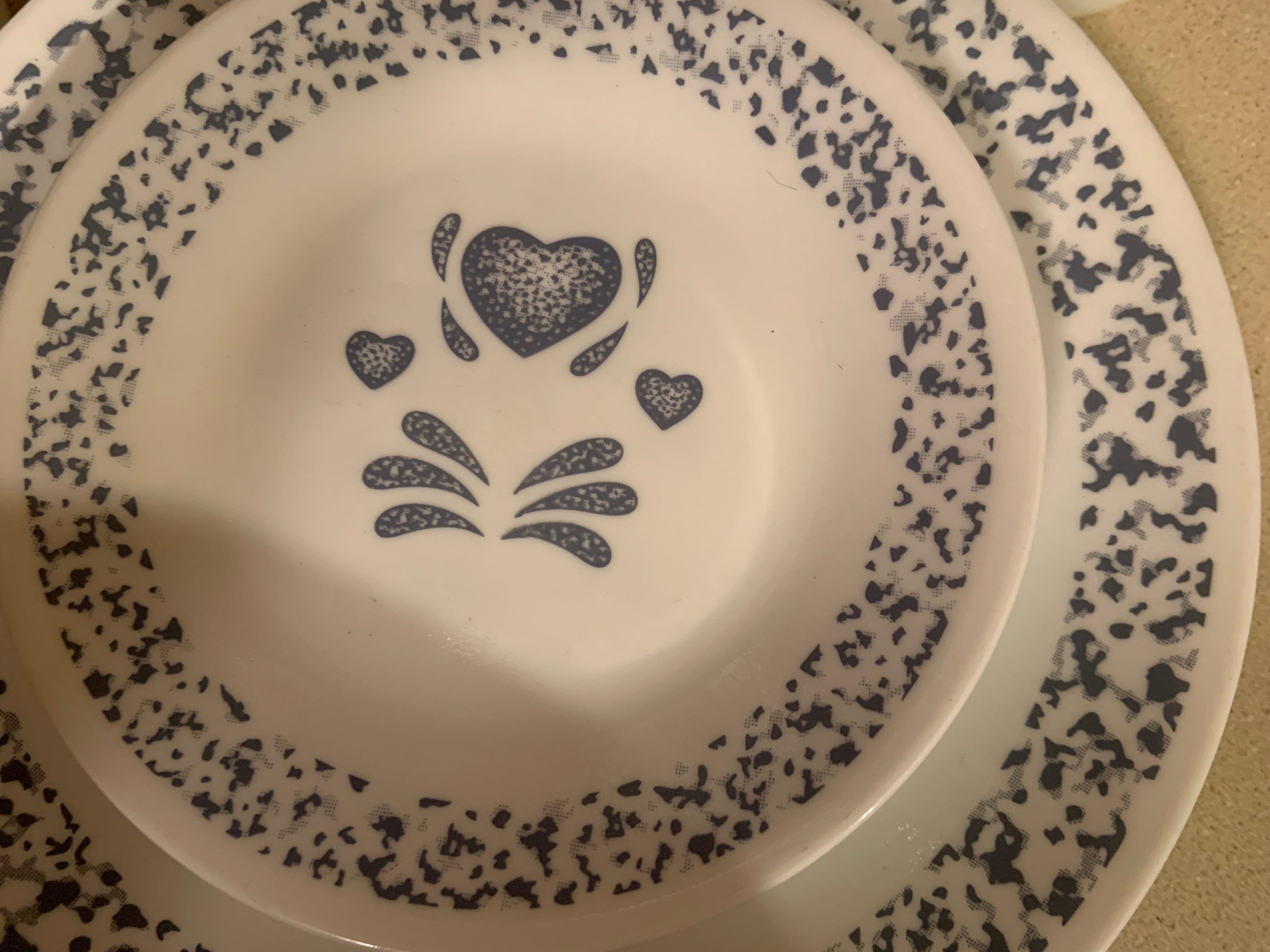 Vintage Corning & Corelle Blue Hearts Dinnerware Collection | Etsy