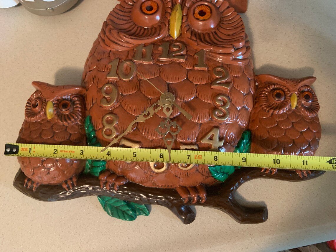 Vintage Ceramic Owl Wall Clock - Etsy