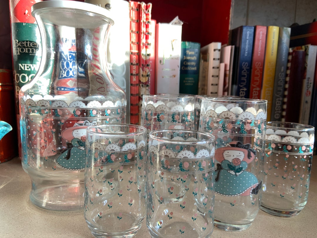Vintage CHD Kitty Cat and Roses Juice Carafe With Glasses - Etsy