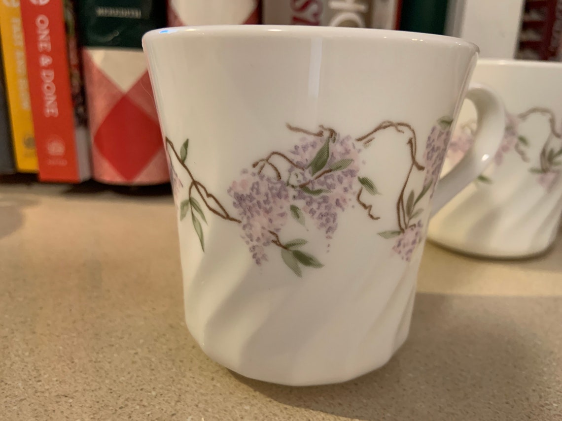 Vintage Corning or Corelle Wisteria Coffee Cups Set of 4 | Etsy