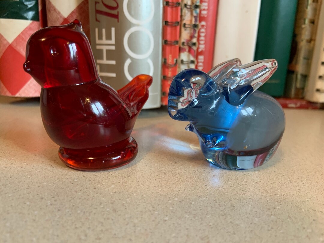 Vintage Red Cardinal and Blue Bunny Glass Figurines, W Ward Cardinal - Etsy