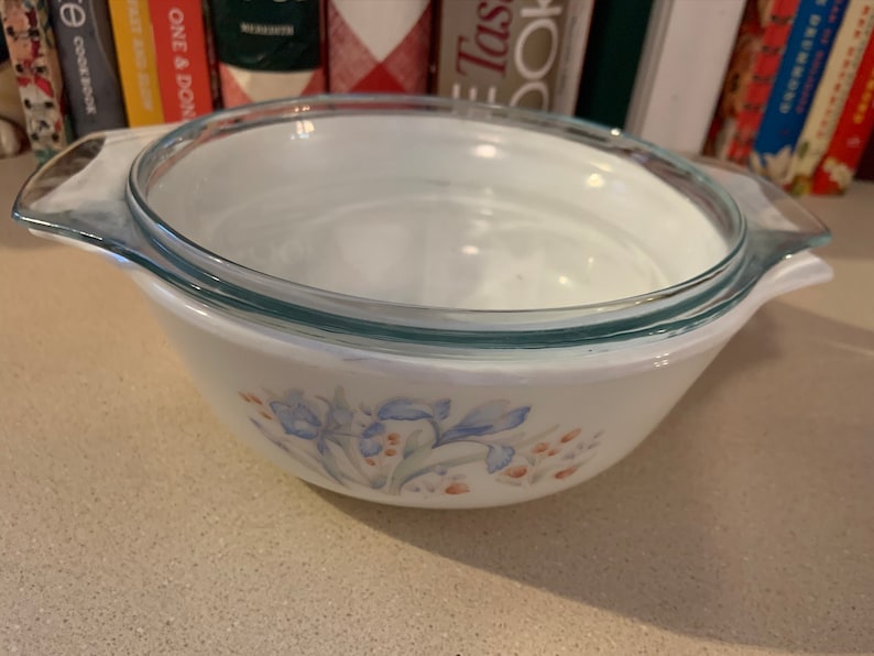 Pyrex England Blue Iris With Lid - Etsy