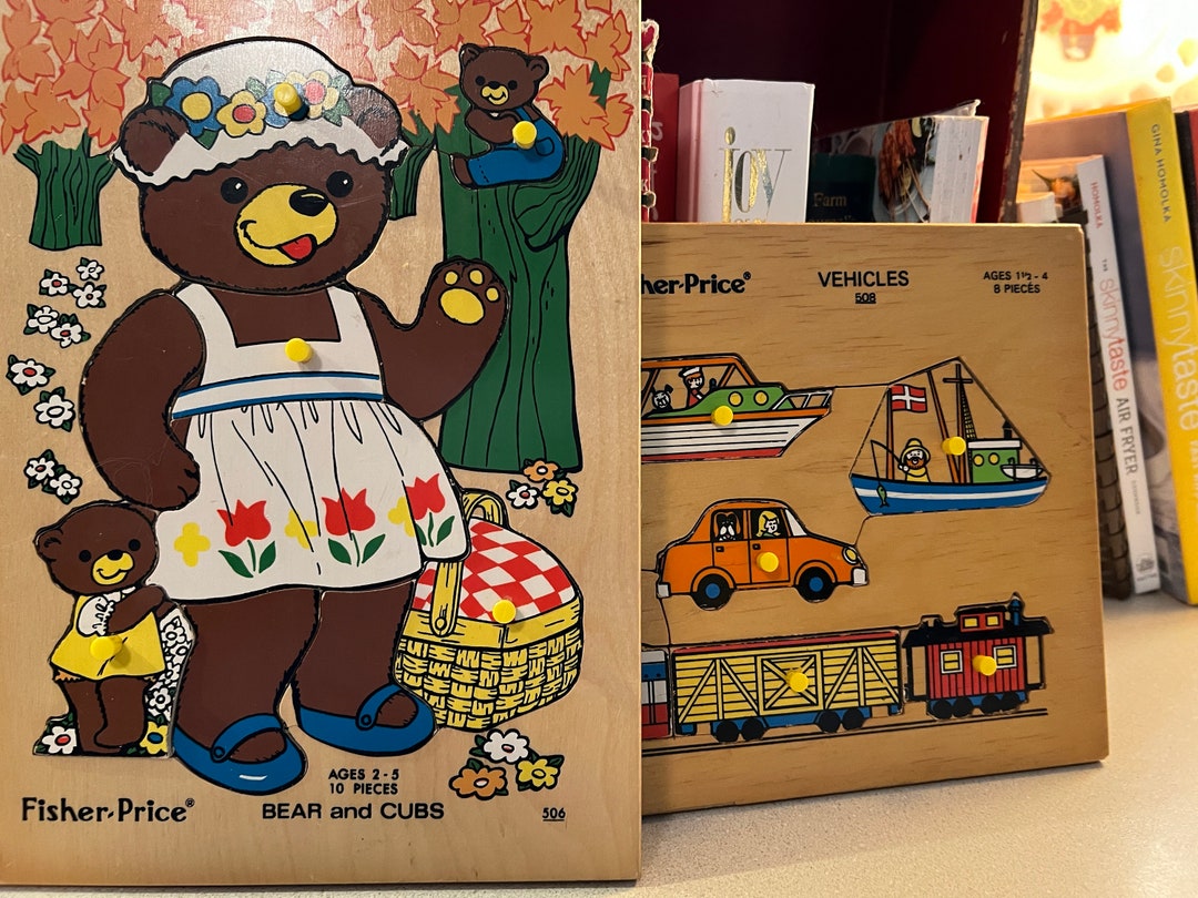 Vintage Fisher Price Wooden Puzzles, Made in Holland "vehicles" and ...