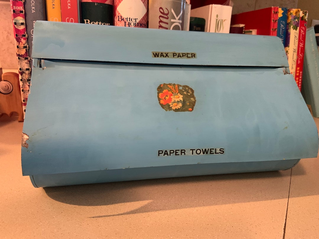 Vintage Paper Towel & Wax Paper Dispenser Blue Enamel - Etsy
