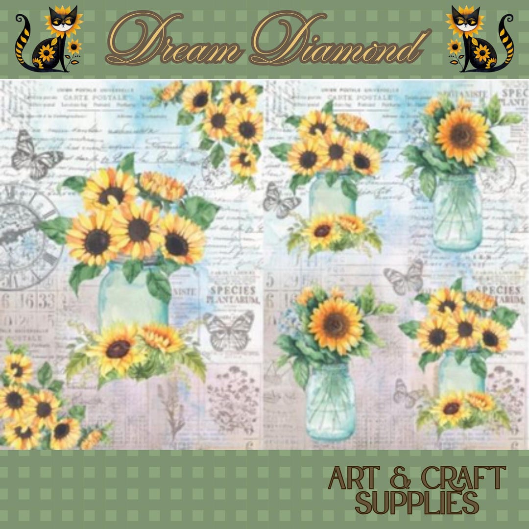 Vintage Sunflower,decoupage, Filament Paper A4 2/pkg, Little Birdie ...