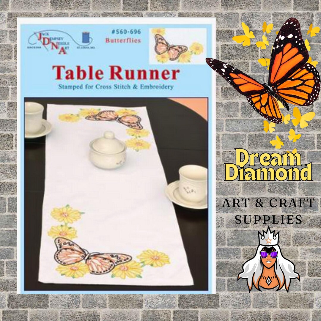 Butterflies, Cross Stitch, Embroidery, Jack Dempsey, Stamped, Table ...
