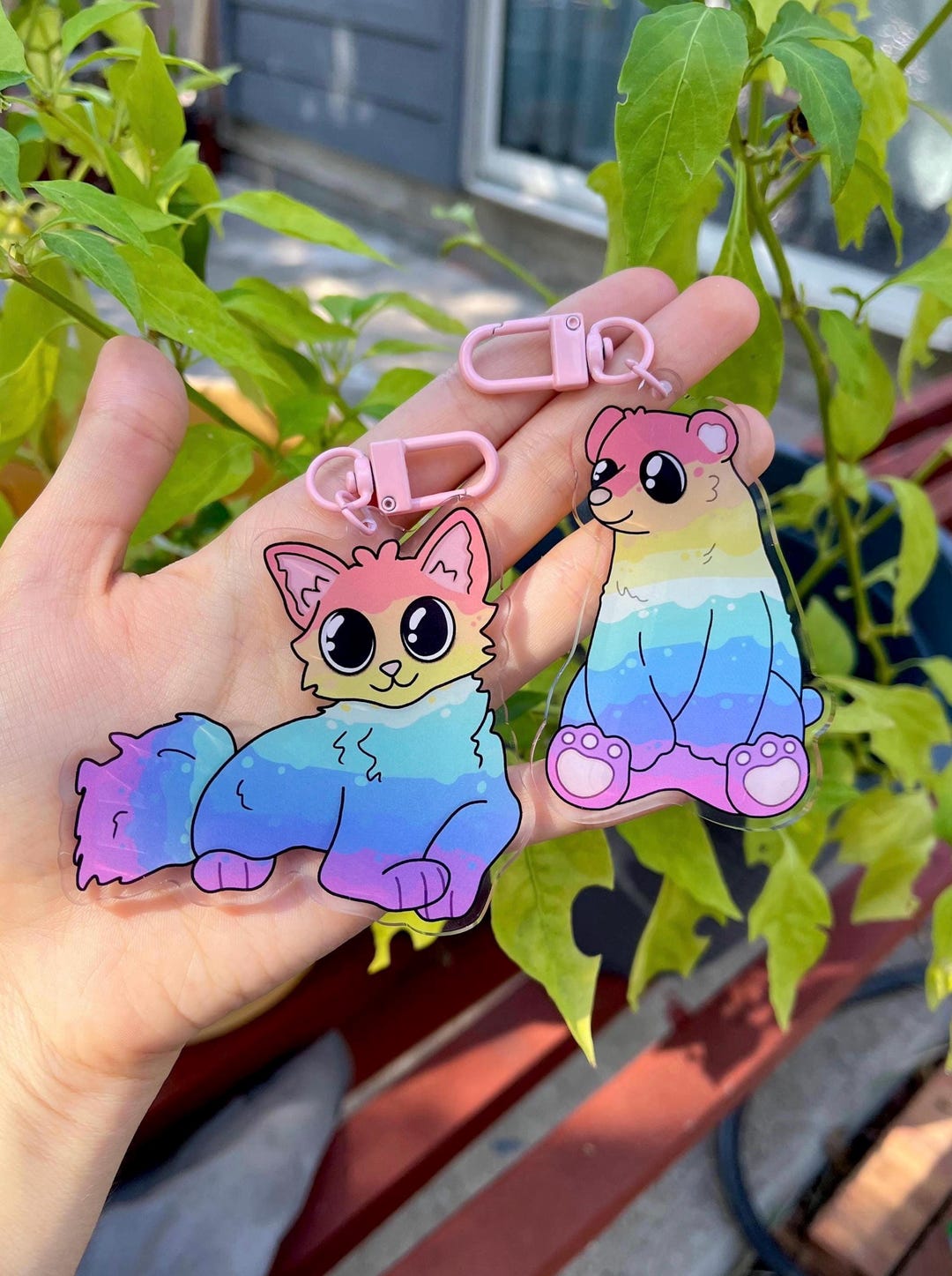 Pastel Rainbow Animal Acrylic Keychains - Etsy