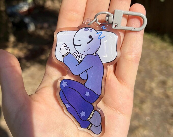 Sleeping Moon Acrylic Keychain - Etsy