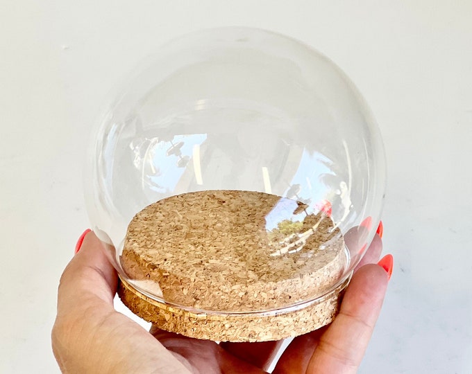 Big Dome Glass Jar, Dome Jar, Glass Globe,10cm Round Cloche, Cork ...