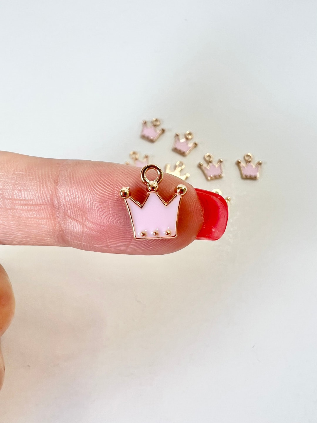 10 Pcs Mini Crown Charm, Enamel Pink Crown, Mini Crown Beads, Mini ...