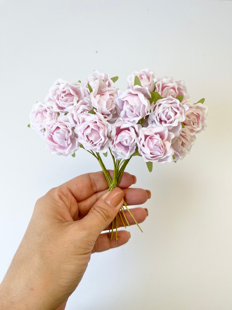 6 Pcs Roses on Wire Stems, Silk Roses, Silk Flowers, Corsage Flowers ...