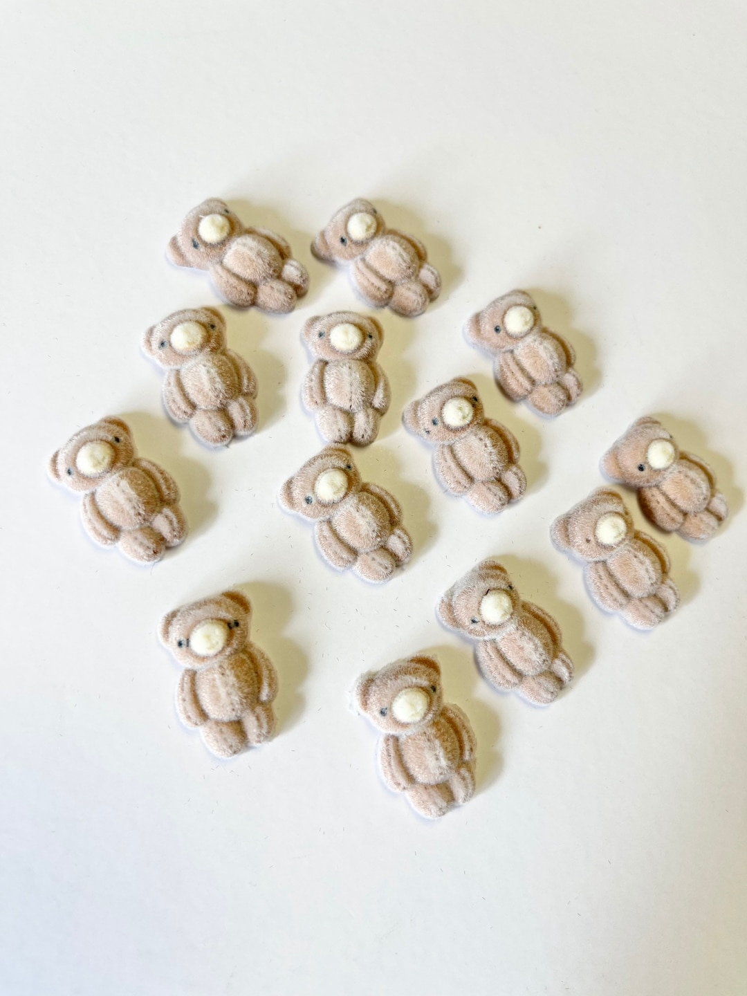 5 Pcs Flocky Bear, Flocky Acrylic Cabochons, Bear, Flocky Plastic Beads ...