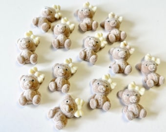 5 Pcs Flocky Bear, Flocky Acrylic Cabochons, Bear, Flocky Plastic Beads ...