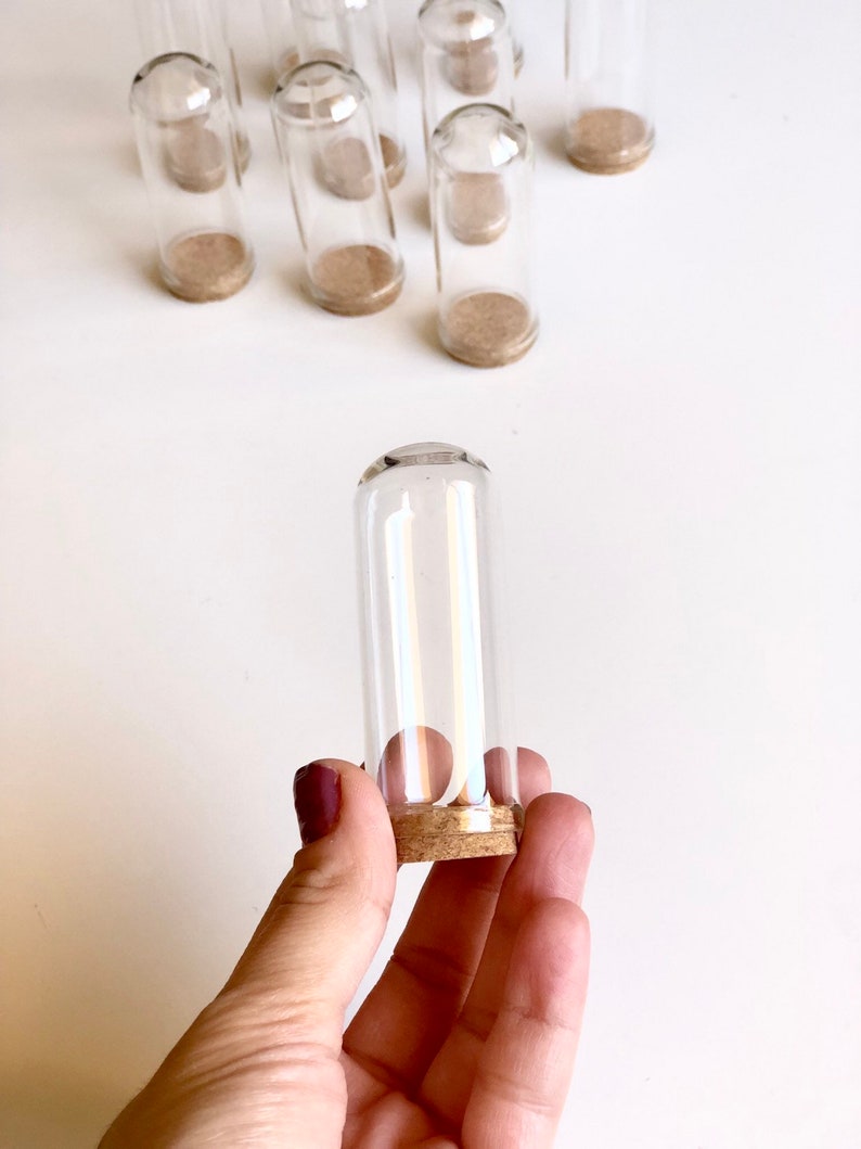 10pcs Mini Dome Glass Jar, 70x28mm, Dome Jar, Cloche Dome, Cork, Glass ...