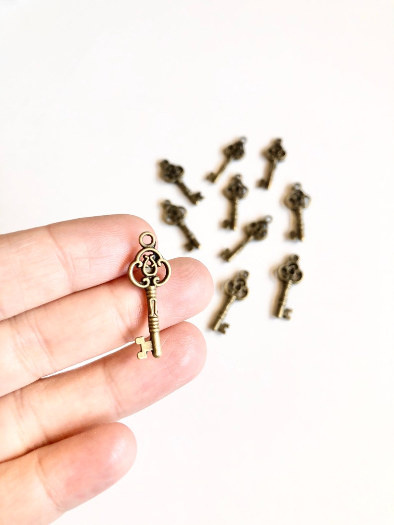 10 Pcs Mini Key Tiny Key Charms Antique Bronze Mini Keys | Etsy