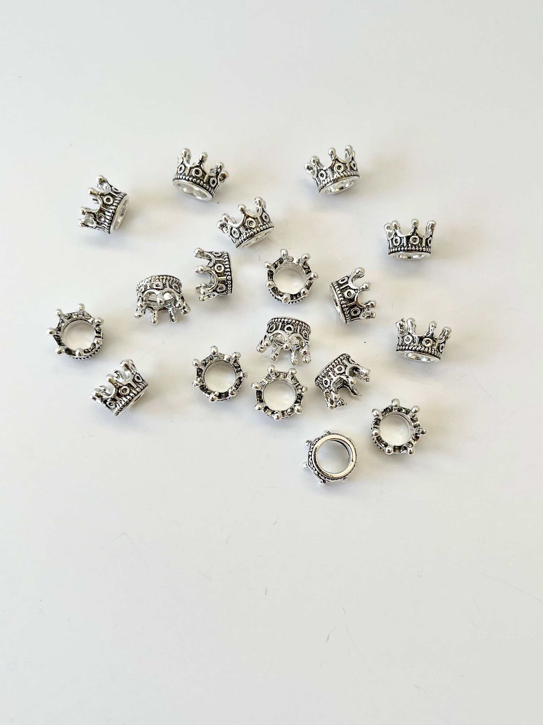 10 Pcs Mini Crown Charm, Antique Silver Crown, Mini Crown Beads, Mini ...