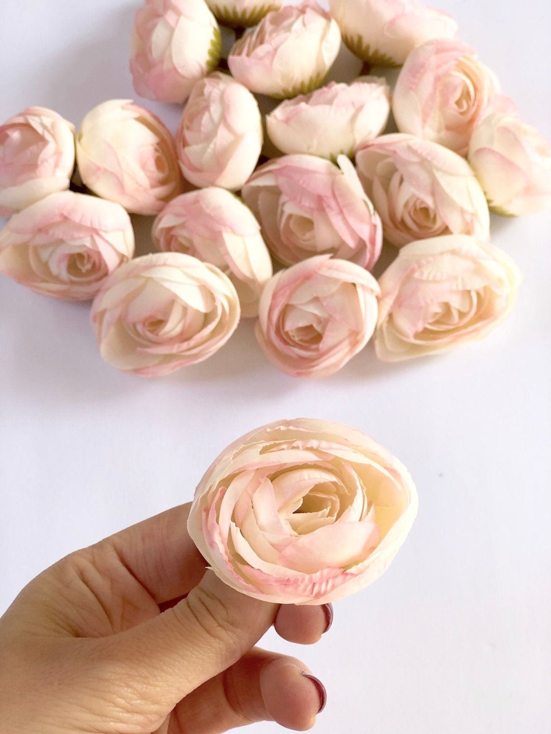 10 Pcs Light Pink Tea Roses, Artificial Flowers Heads, Silk Flowers ...