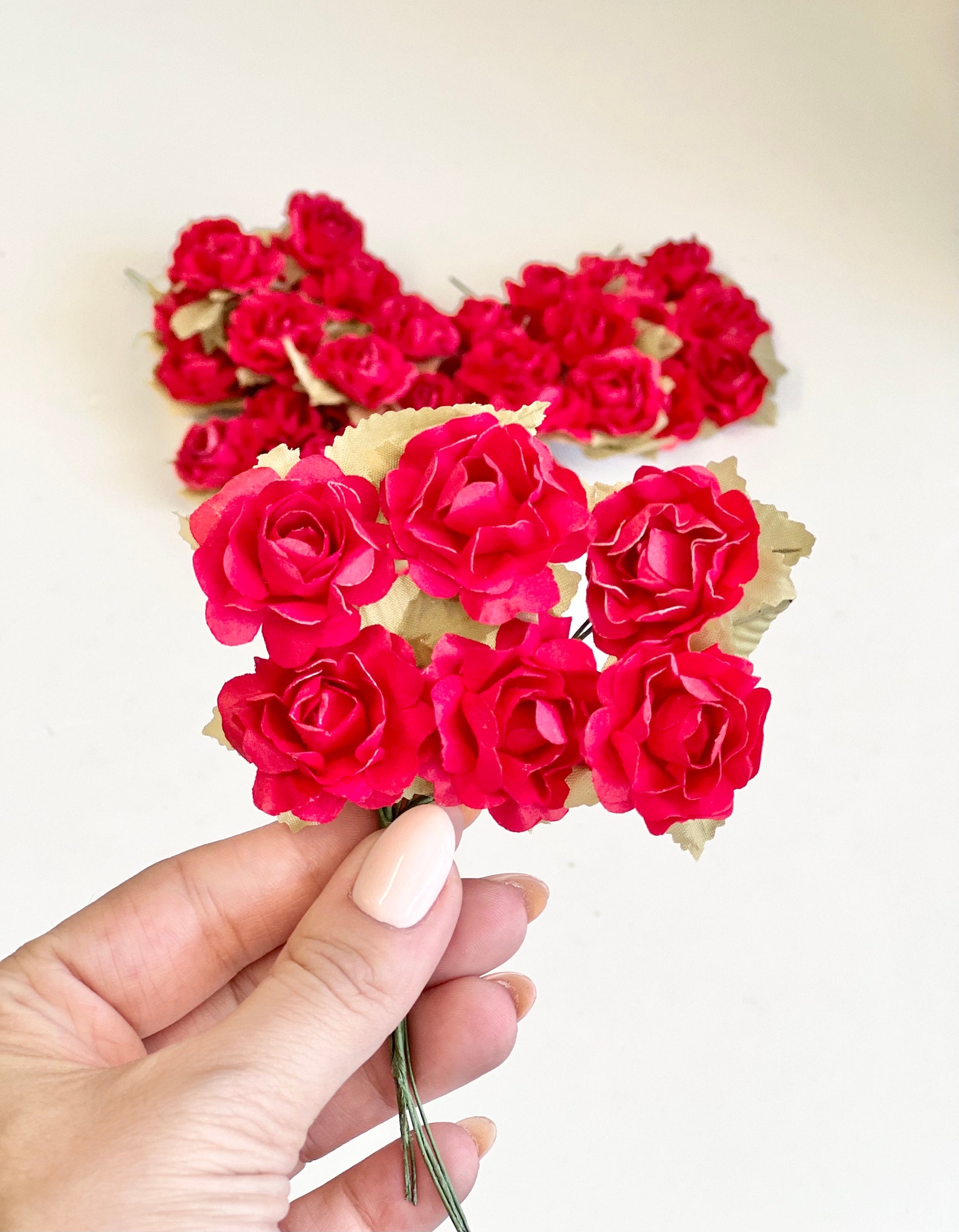 6 Pcs Mulberry Red Rose, Red Flowers, Mulberry Paper Flowers, Red Rose ...