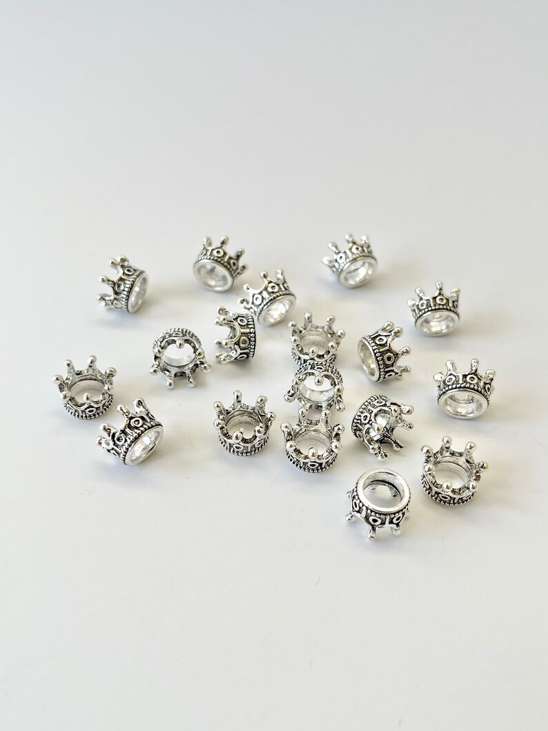 10 Pcs Mini Crown Charm, Antique Silver Crown, Mini Crown Beads, Mini ...