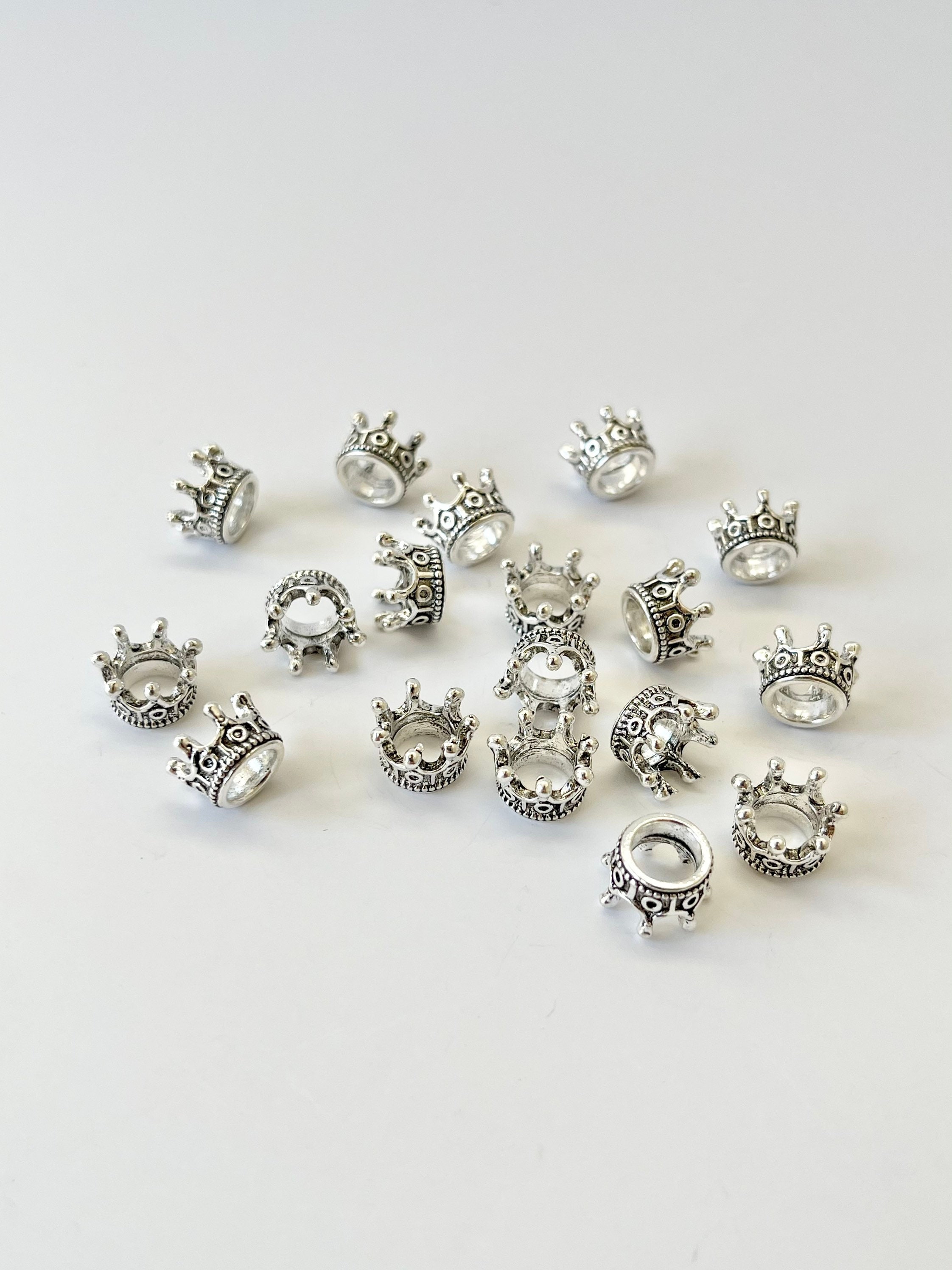 10 Pcs Mini Crown Charm, Antique Silver Crown, Mini Crown Beads, Mini ...