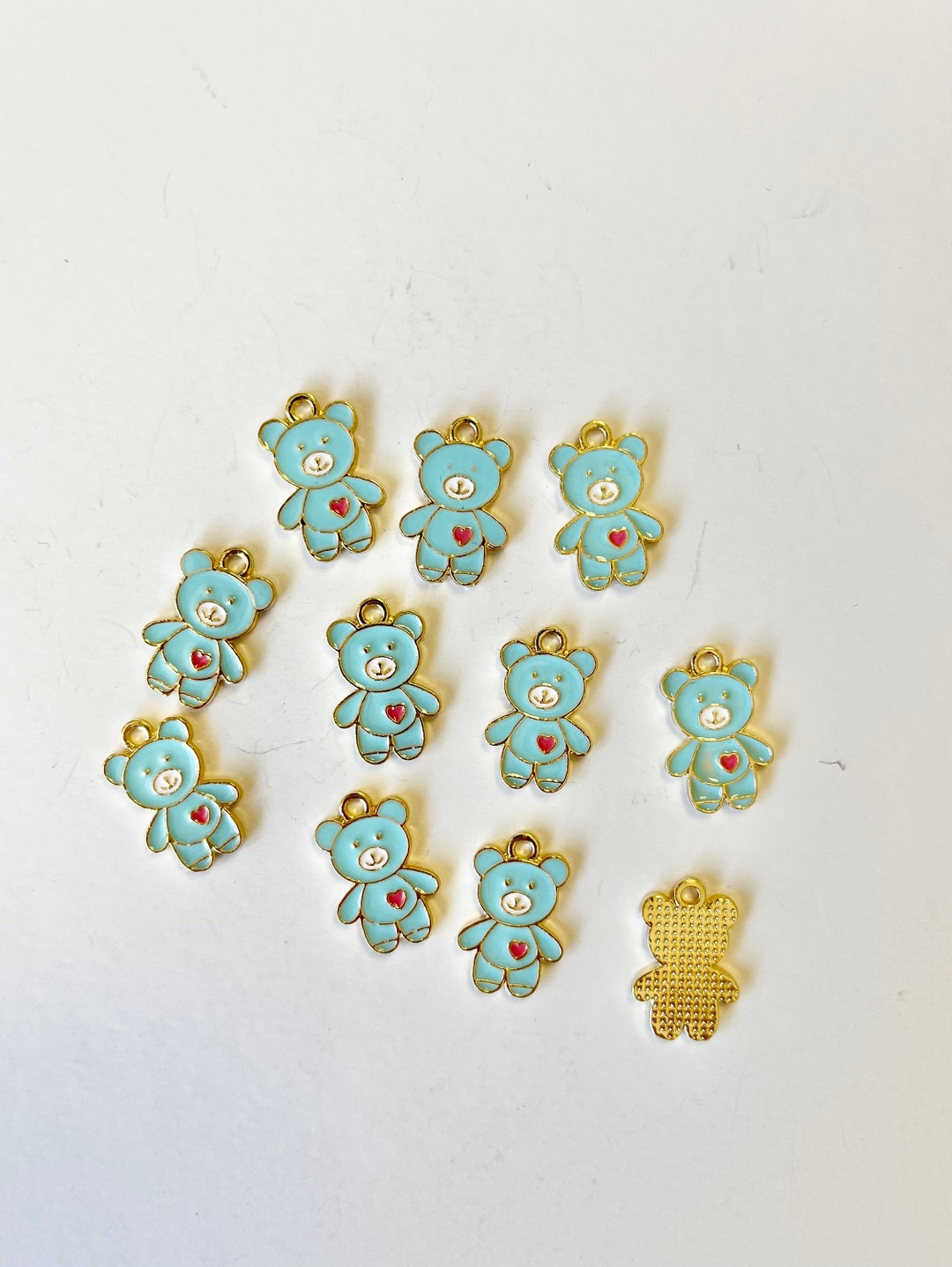 10 Pcs Enamel Teddy Bear Charms, Jewelry Charms, Bear Shaped Charms ...