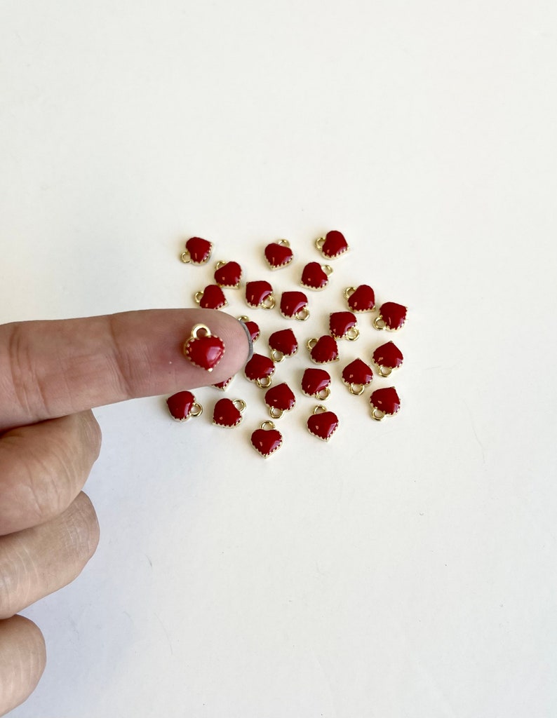 10 Pcs Mini Heart Tiny Heart Red Charms Mini Heart Charm - Etsy