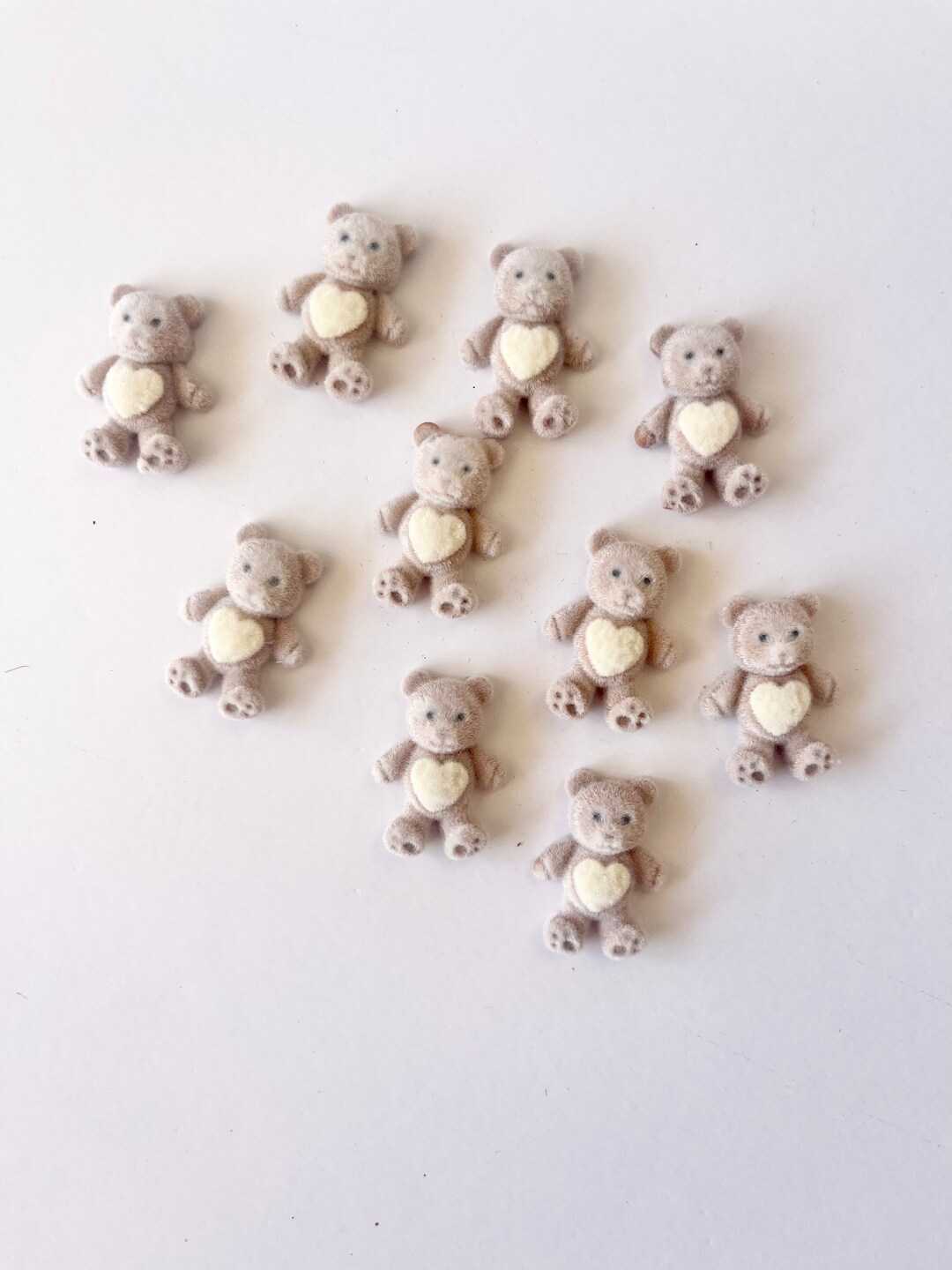 5 Pcs Flocky Bear, Flocky Acrylic Cabochons, Bear, Flocky Plastic Beads ...