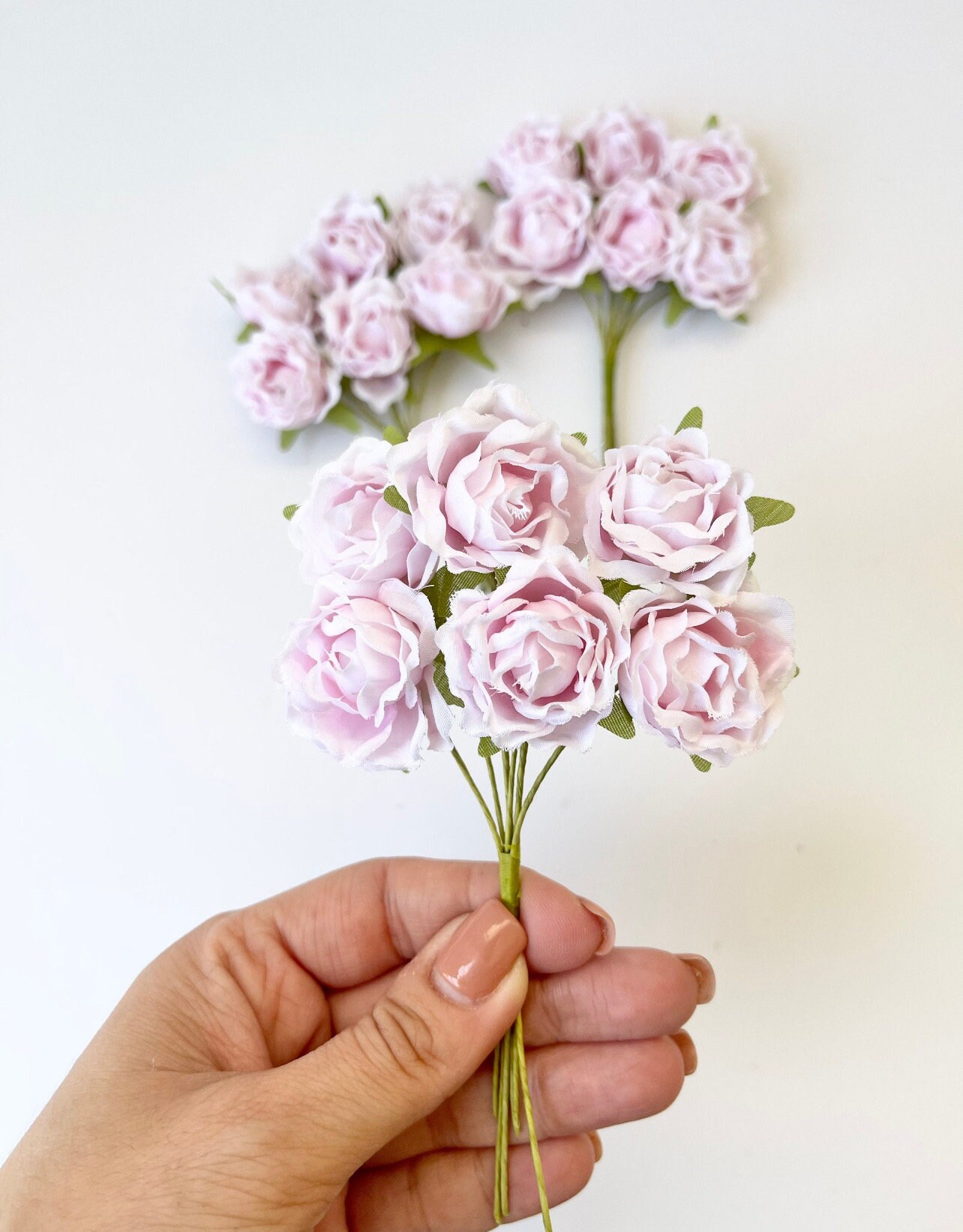 6 Pcs Roses on Wire Stems, Silk Roses, Silk Flowers, Corsage Flowers ...